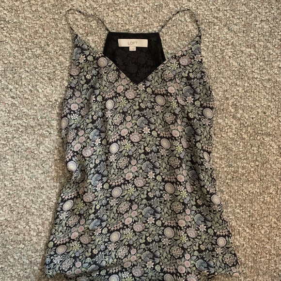 LOFT | Tops | Loft Blue Floral Shell | Poshmark
